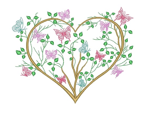 Heart Machine Embroidery Design 4 Sizes. - Etsy