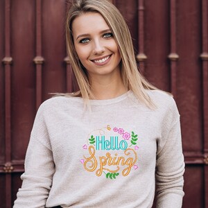 Hello Spring Embroidery Design, 3 Sizes. - Etsy