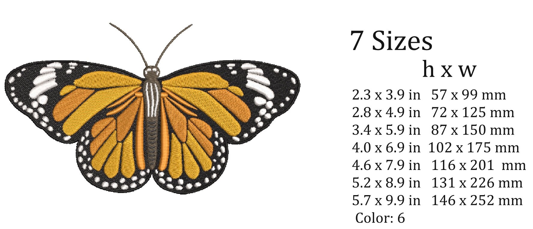 Butterfly Machine Embroidery Design Monarch Butterfly - Etsy