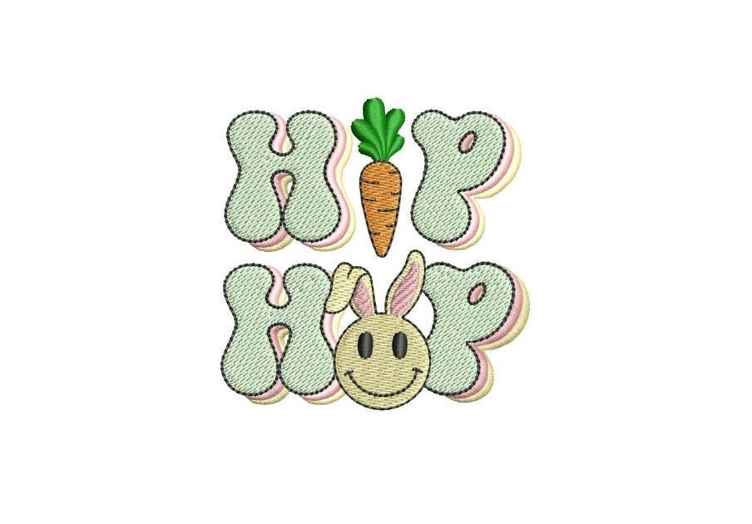Hip-hop Embroidery, Easter Bunny Embroidery Designs, 4 Sizes, Digital ...