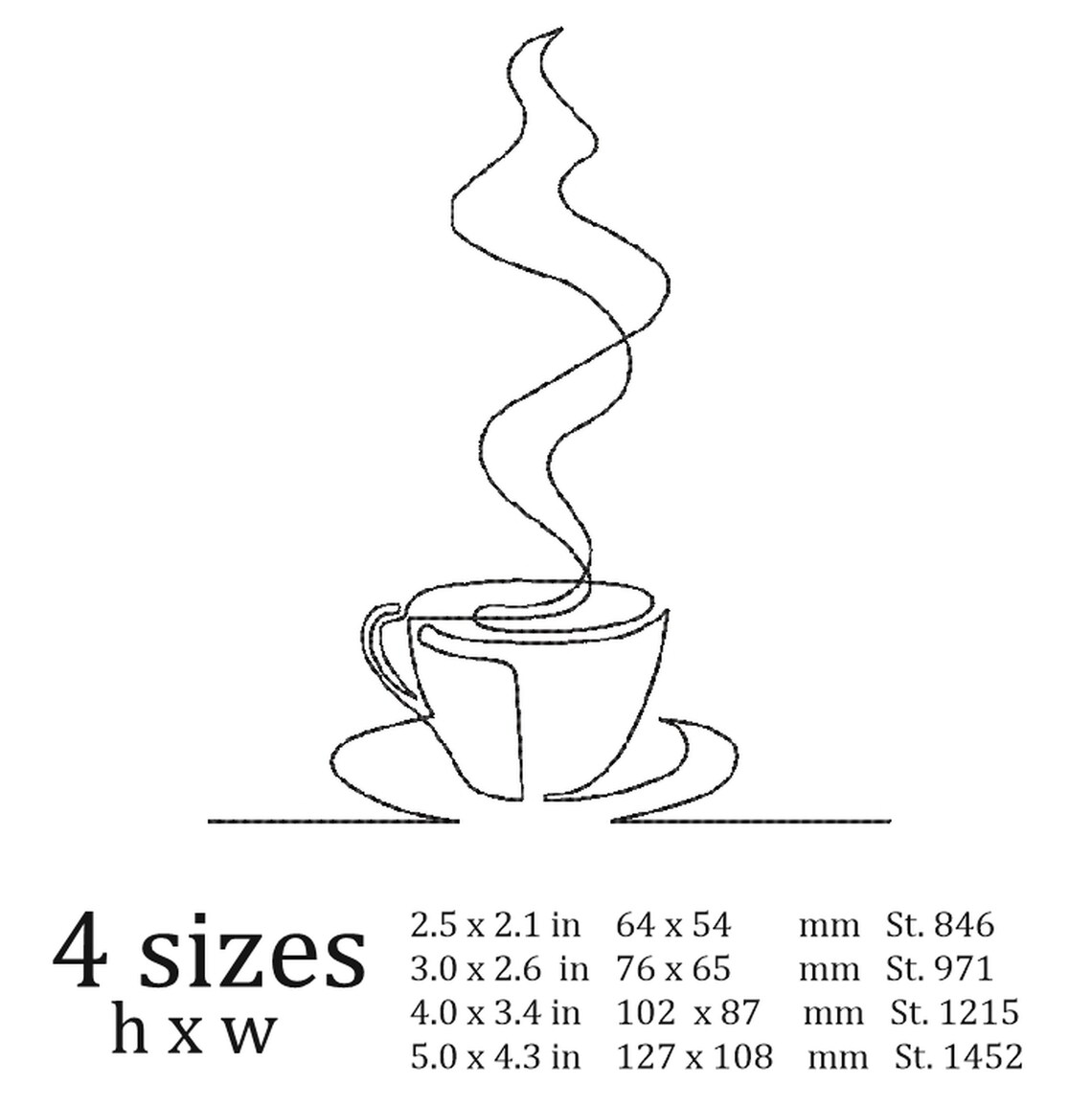 Cup of Coffee Machine Embroidery Design. - Etsy