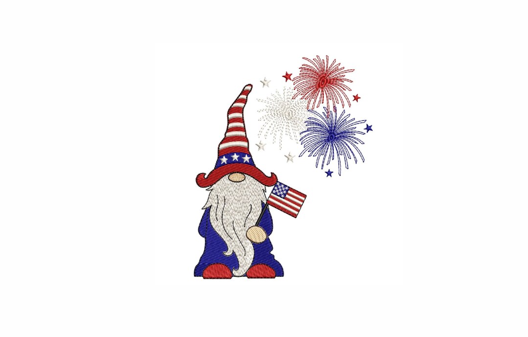 4th of July Gnome Patriotic Embroidery Design, 5 Sizes. - Etsy