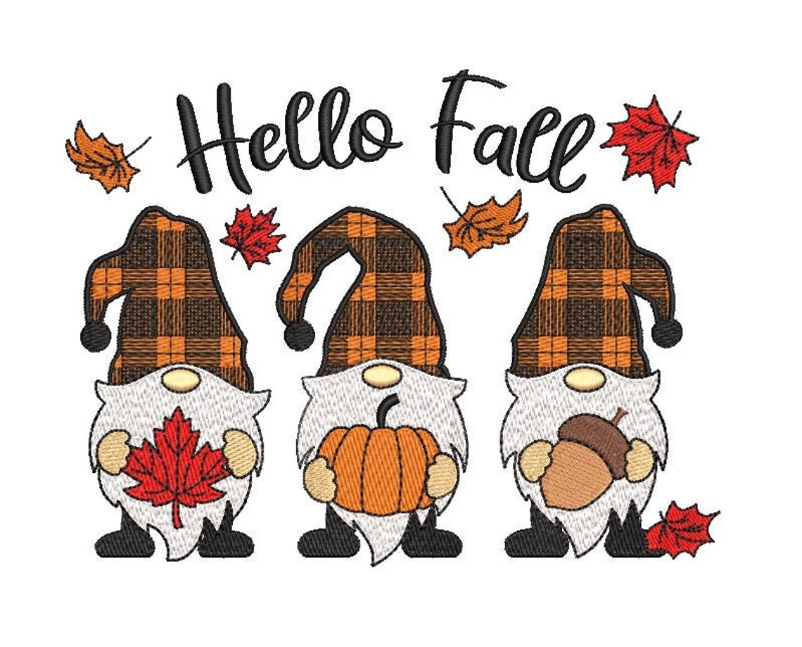 Fall Gnomes Embroidery Design, Autumn Embroidery, 4 Sizes, Instant ...