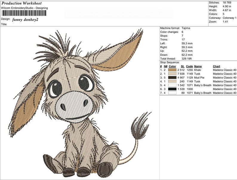 Funny Donkey Machine Embroidery Design: Farm Animal (instant Download ...