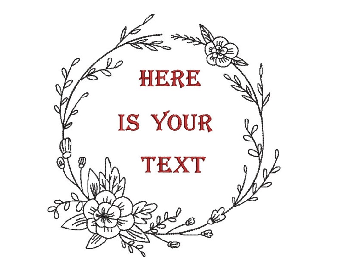 Floral Wreath, Flower Frame Embroidery Design, 4 Sizes. - Etsy