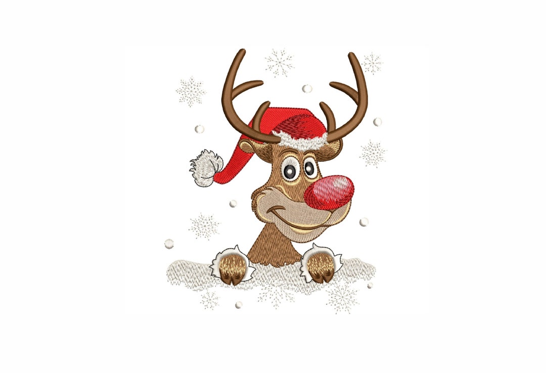 Reindeer Christmas Embroidery Design: Holiday Decor (5 Sizes) (digital ...