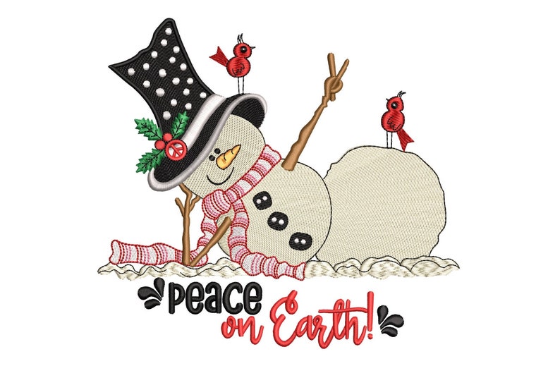 Snowman Machine Embroidery Design: Winter Peace on Earth (instant ...