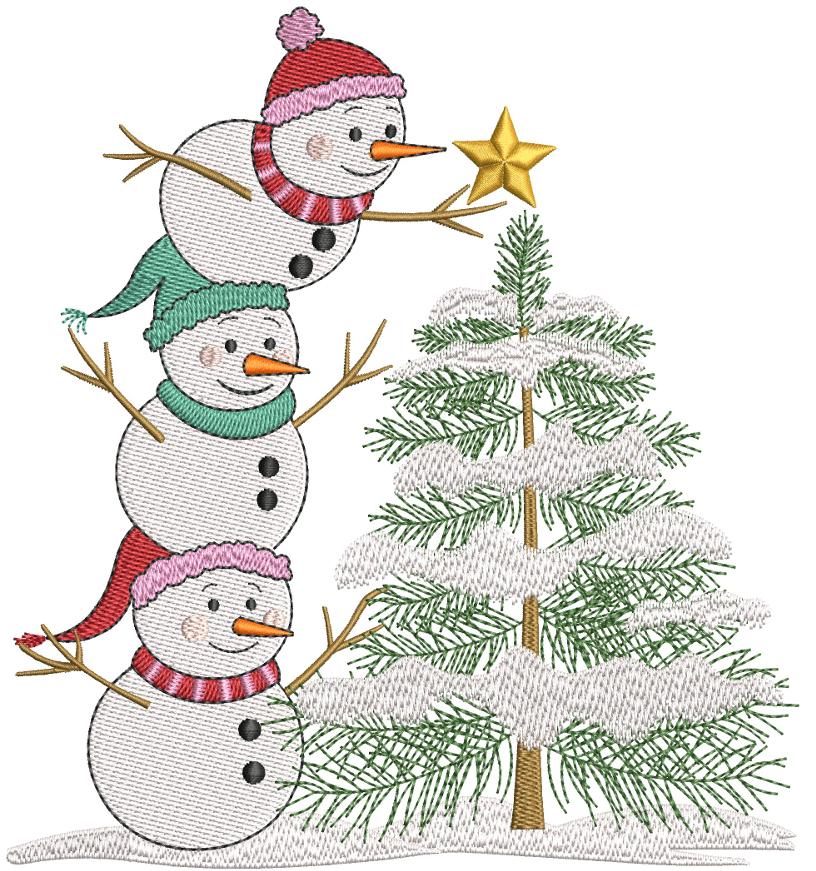 Christmas Snowmen Machine Embroidery Design, Winter Scene (5 Sizes) - Etsy
