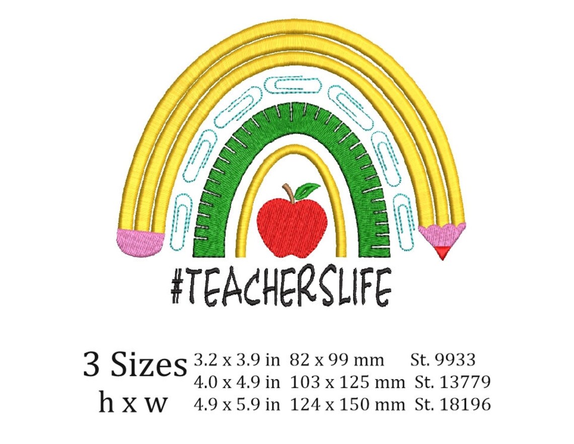 Teacher's Life Rainbow School Machine Embroidery Design - Etsy