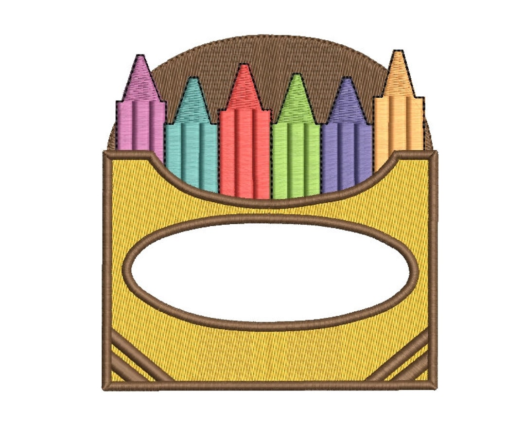 Split Pencils Machine Embroidery Design, Split Crayons Embroidery, Back ...
