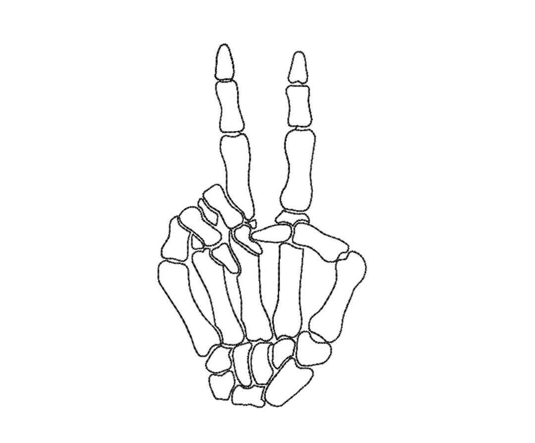 Skeleton Peace Fingers Sign Machine Embroidery Design. 4 Sizes. - Etsy