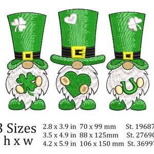 St. Patricks Day Gnomes Embroidery, 3 Sizes, Instant Download. - Etsy