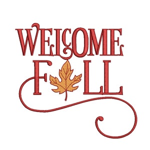 Welcome Fall Embroidery Design: Autumn Leaf (instant Download) - Etsy