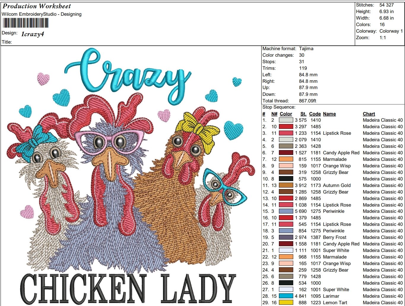 Crazy Chicken Lady Embroidery Design: Funny Farm Chicken (6 Sizes ...