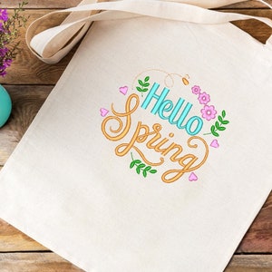 Hello Spring Embroidery Design, 3 Sizes. - Etsy