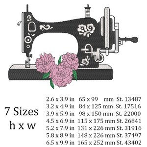 Sewing Machine With Flower- Embroidery Design, 7 Sizes, Instant ...