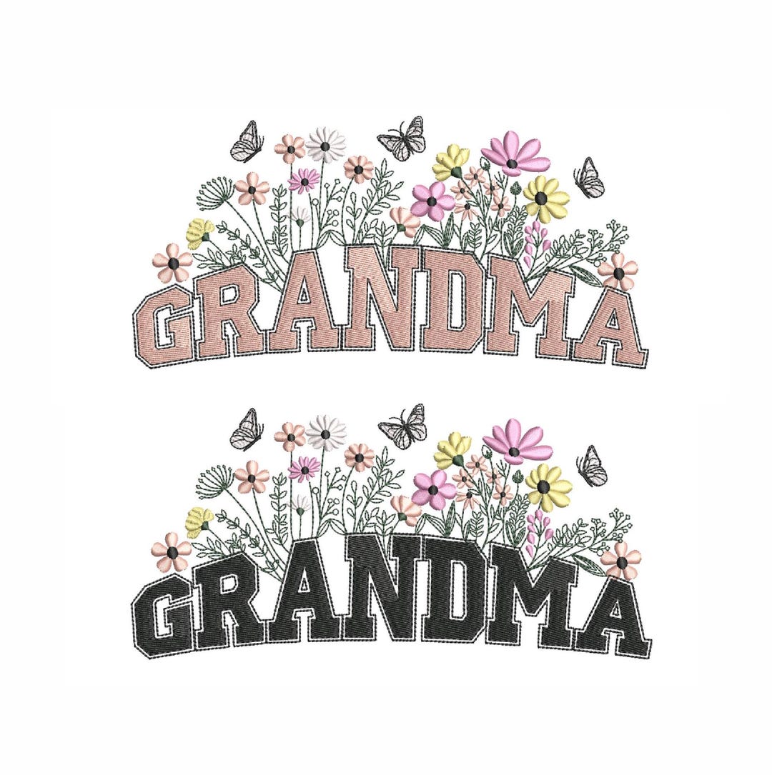 Grandma Floral Embroidery Design, Wildflowers (instant Download) - Etsy