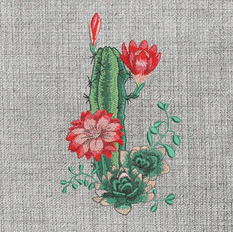 Cactus Machine Embroidery Design 4 Sizes. - Etsy