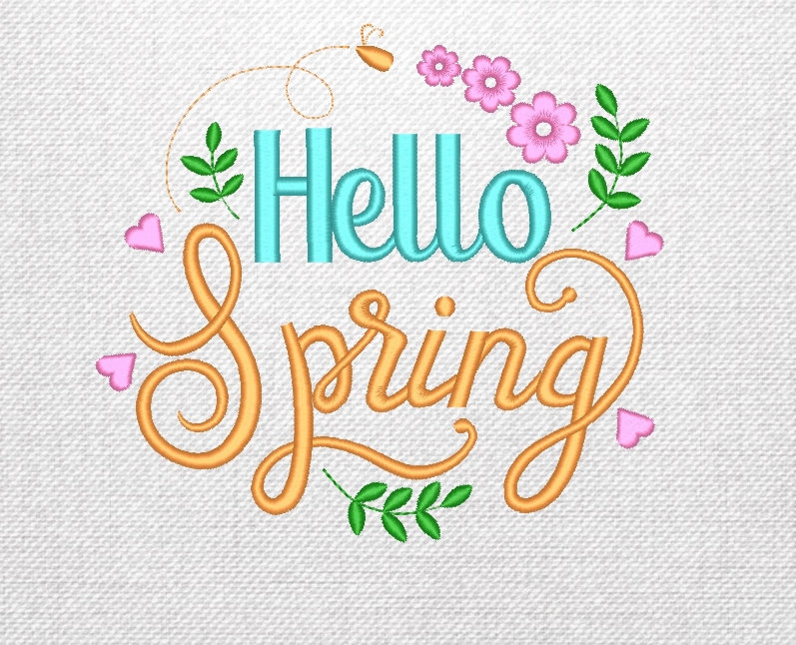 Hello Spring Embroidery Design, 3 Sizes. - Etsy