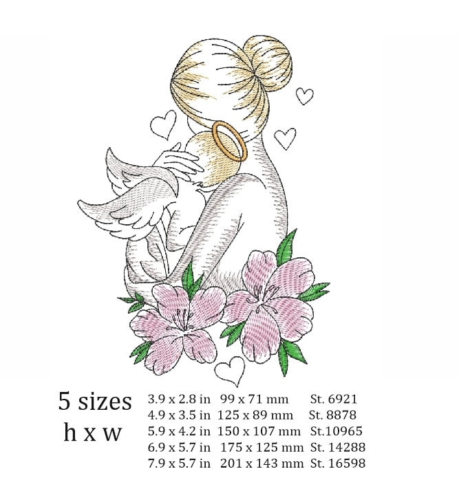 Mom With a Baby Machine Embroidery Design A Little Angel - Etsy