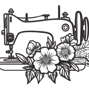 Sewing Machine With Flower- Embroidery Design, 5 Sizes, Instant ...