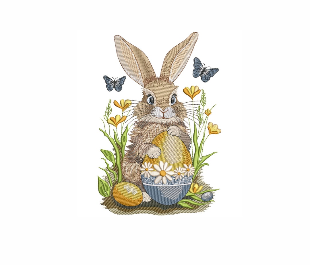 Easter Bunny Embroidery Design: Egg Applique, 5 Sizes (instant Download ...