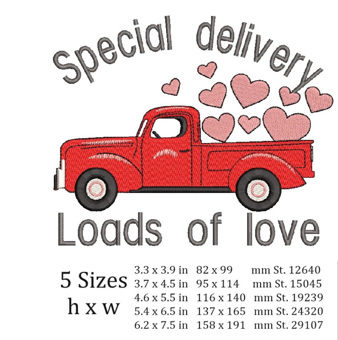 Car With Hearts Machine Embroidery Design Special Delivery - Etsy