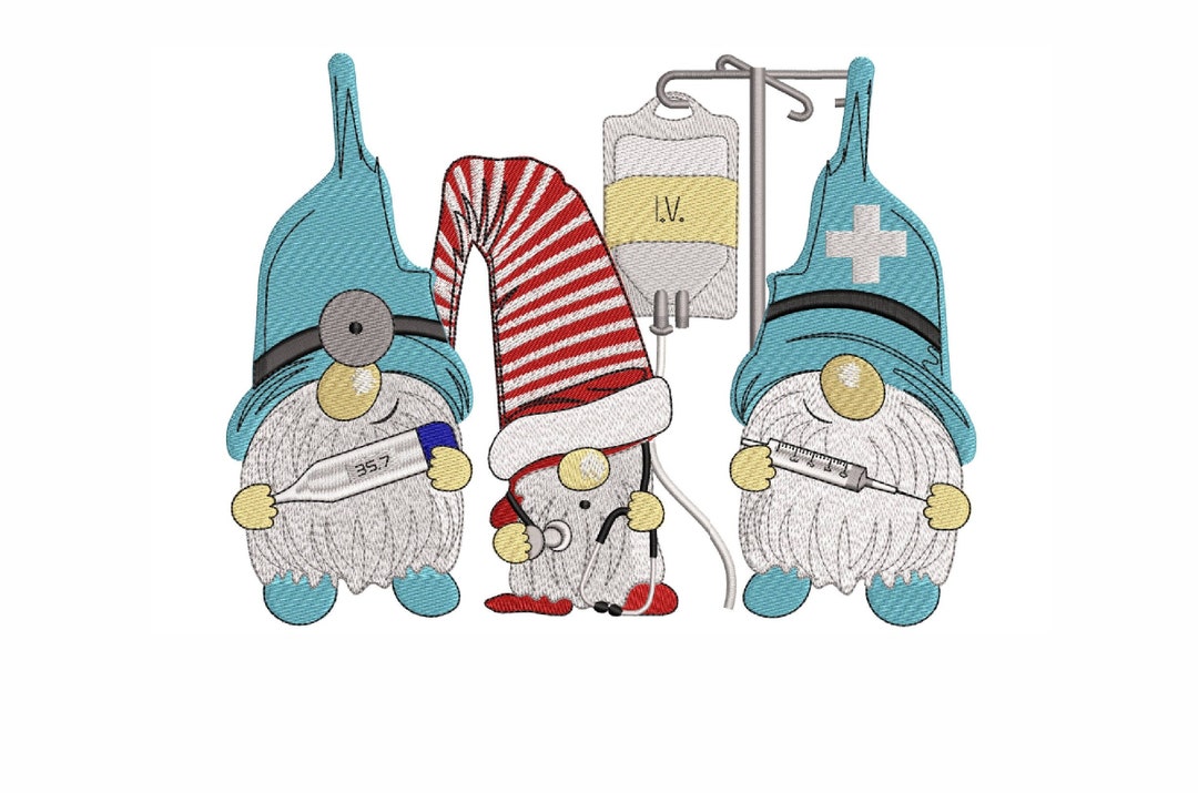 Healthcare Gnomes Embroidery Design, Gnomes Doctors Embroidery, 5 Sizes ...