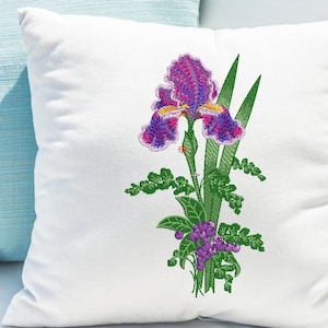 Iris Embroidery Design: Bouquet of Flowers, 7 Sizes (instant Download ...