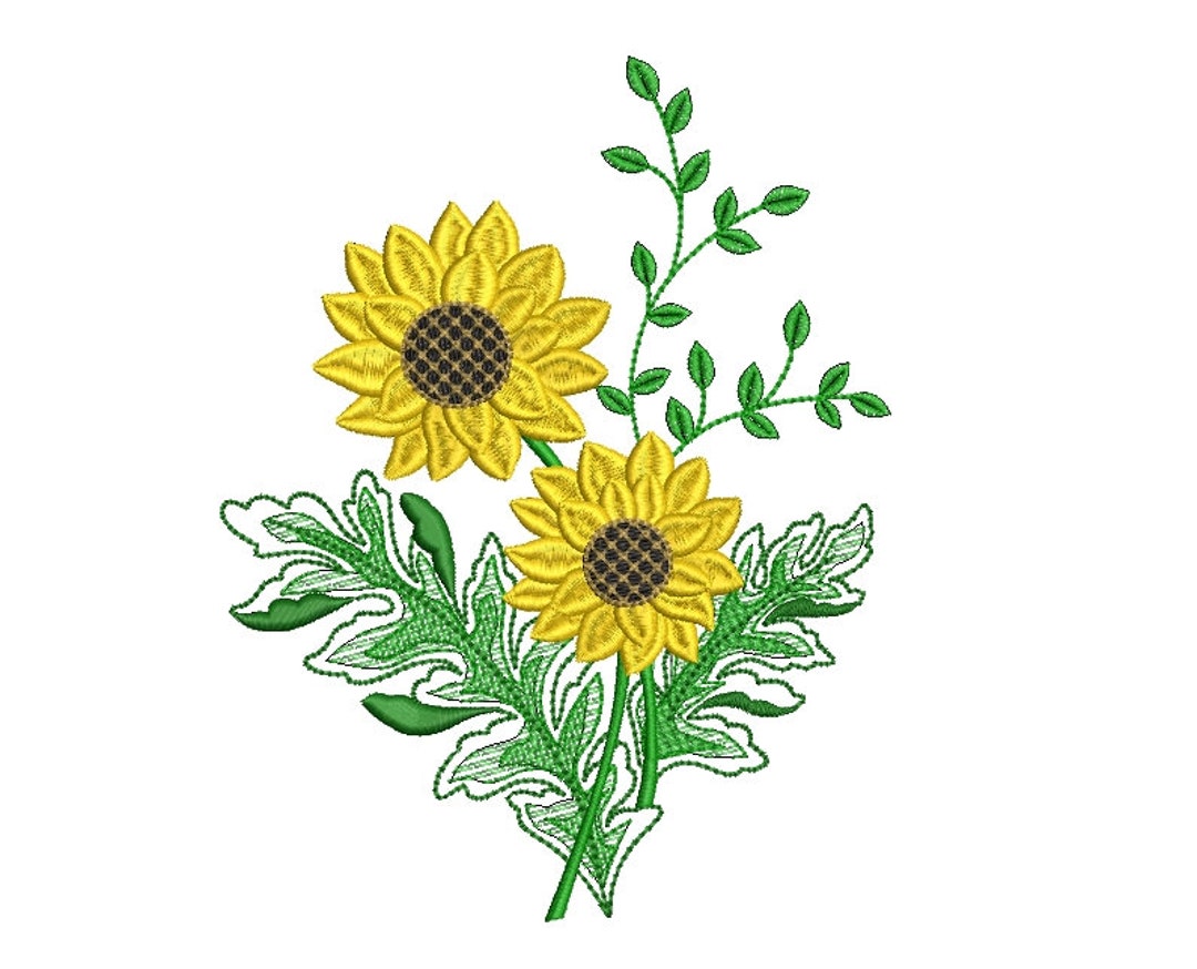 Sunflower Embroidery Design, 4 Sizes. - Etsy