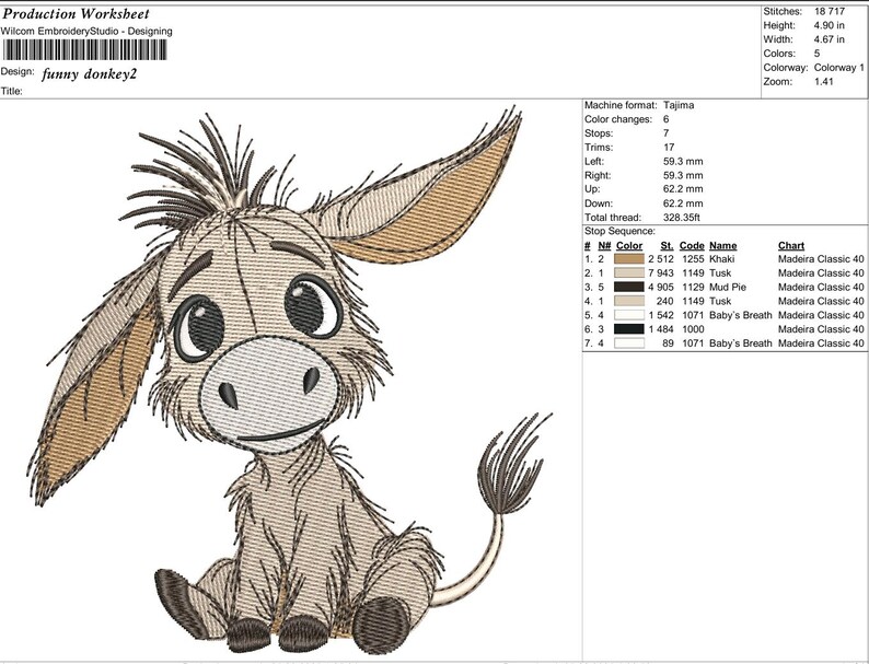 Funny Donkey Machine Embroidery Design: Farm Animal (instant Download ...