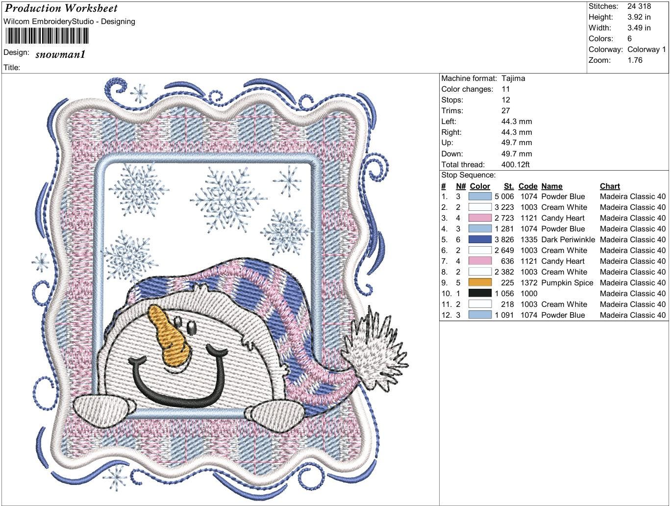 Snowman Machine Embroidery Design , Winter Embroidery, 5 Sizes, Instant ...