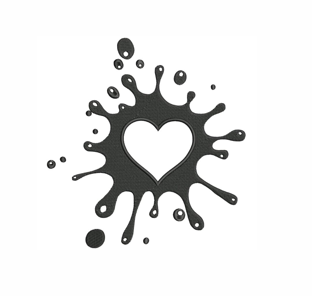 Splash Heart Embroidery Design – Grunge Paint Splatter Pattern (5 Sizes ...