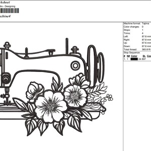 Sewing Machine With Flower- Embroidery Design, 5 Sizes, Instant ...