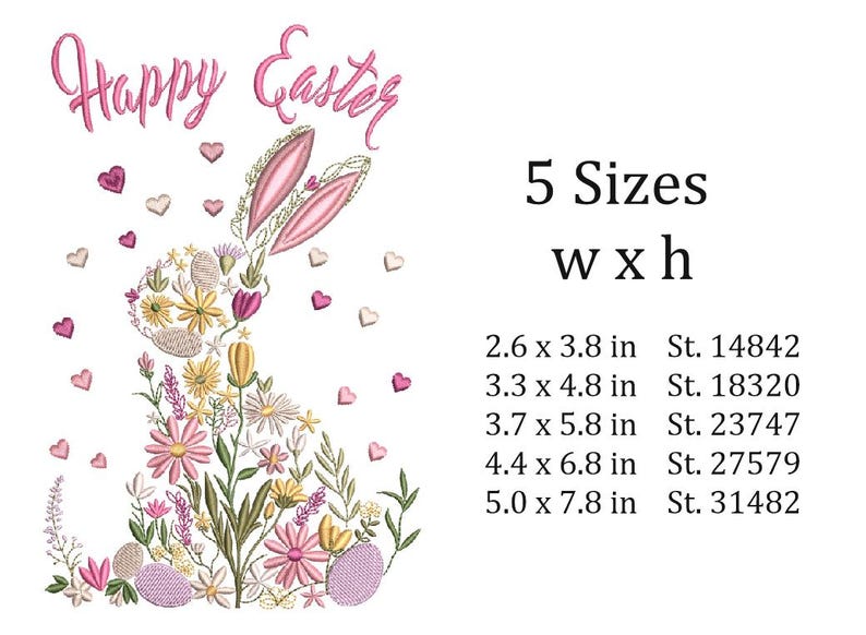Easter Flower Bunny Machine Embroidery Design (instant Download) - Etsy