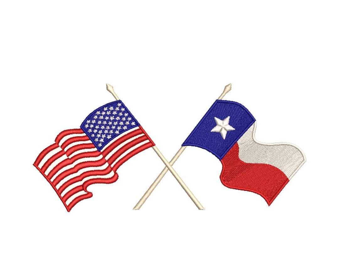 American & Texas Flags Embroidery Design: Patriotic 4th of July (3 ...