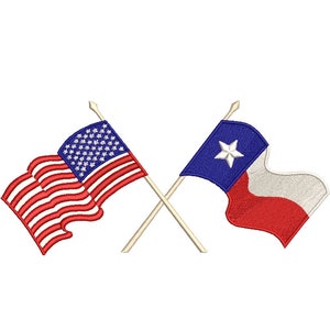 American & Texas Flags Embroidery Design: Patriotic 4th of July (3 ...