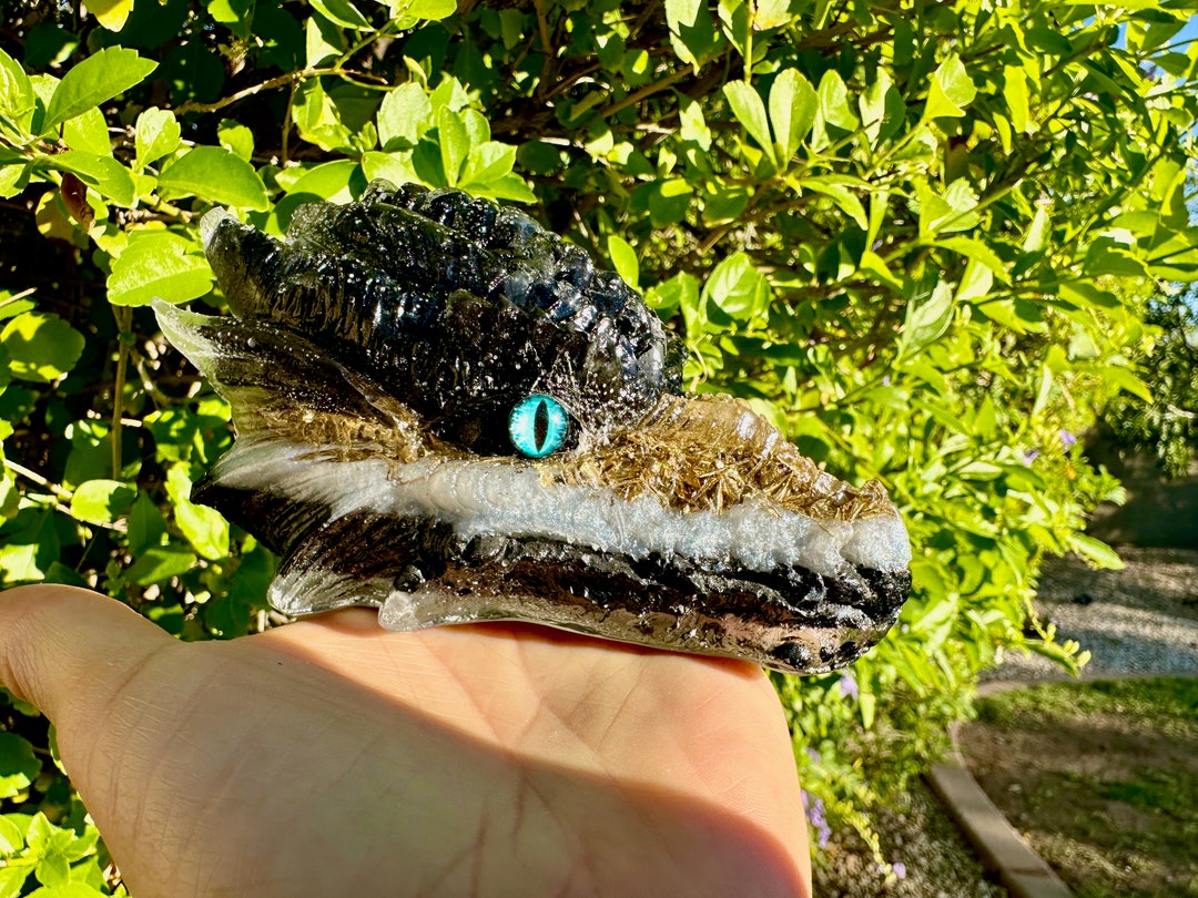 Black Obsidian Orgonite Dragon Dragonite With Neodymium Magnet ...