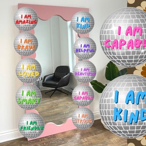 Retro Rainbow Disco Ball Positive Affirmation Stations Set of 10 ...