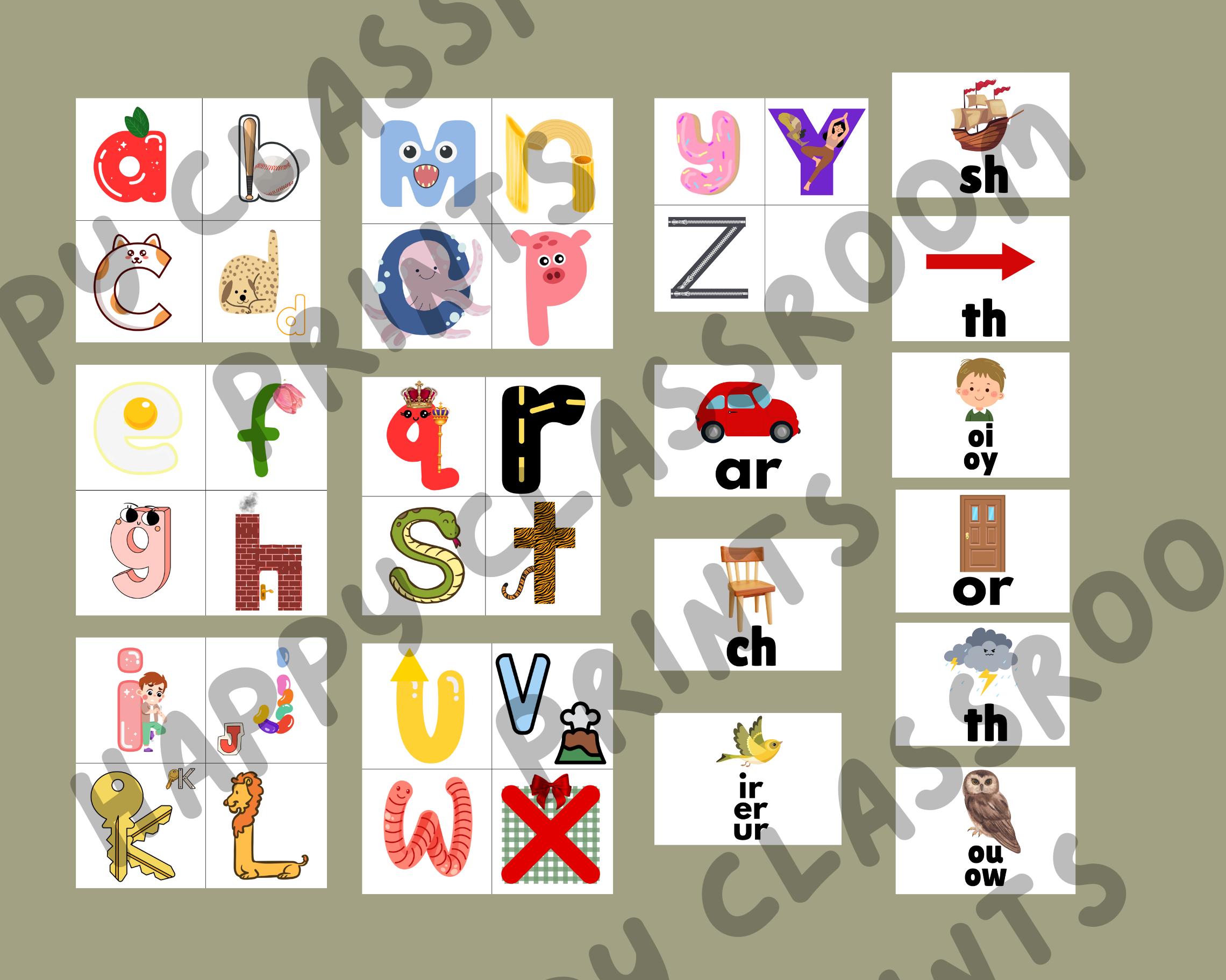 Alphabet Mnemonic Cards, Blends, Diphthongs, R-controlled, Elementary ...