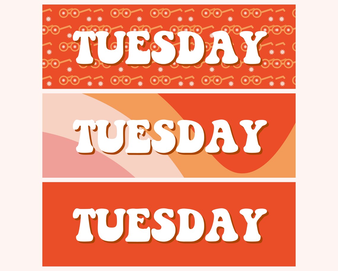 Groovy Weekday Labels (set of 24) Printable Labels, Digital Downloads ...