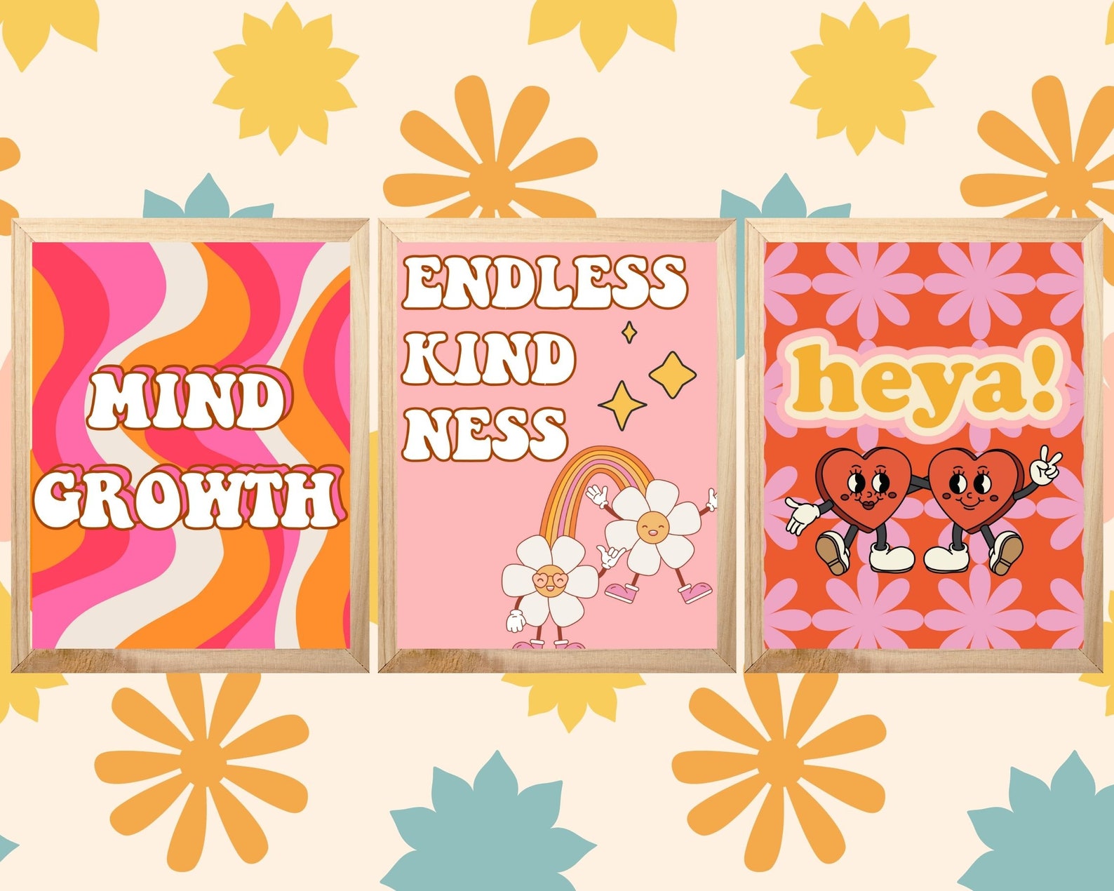 Groovy Inspirational Class set of 12 Printable Posters, Digital ...