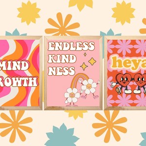 Groovy Inspirational Class set of 12 Printable Posters, Digital ...