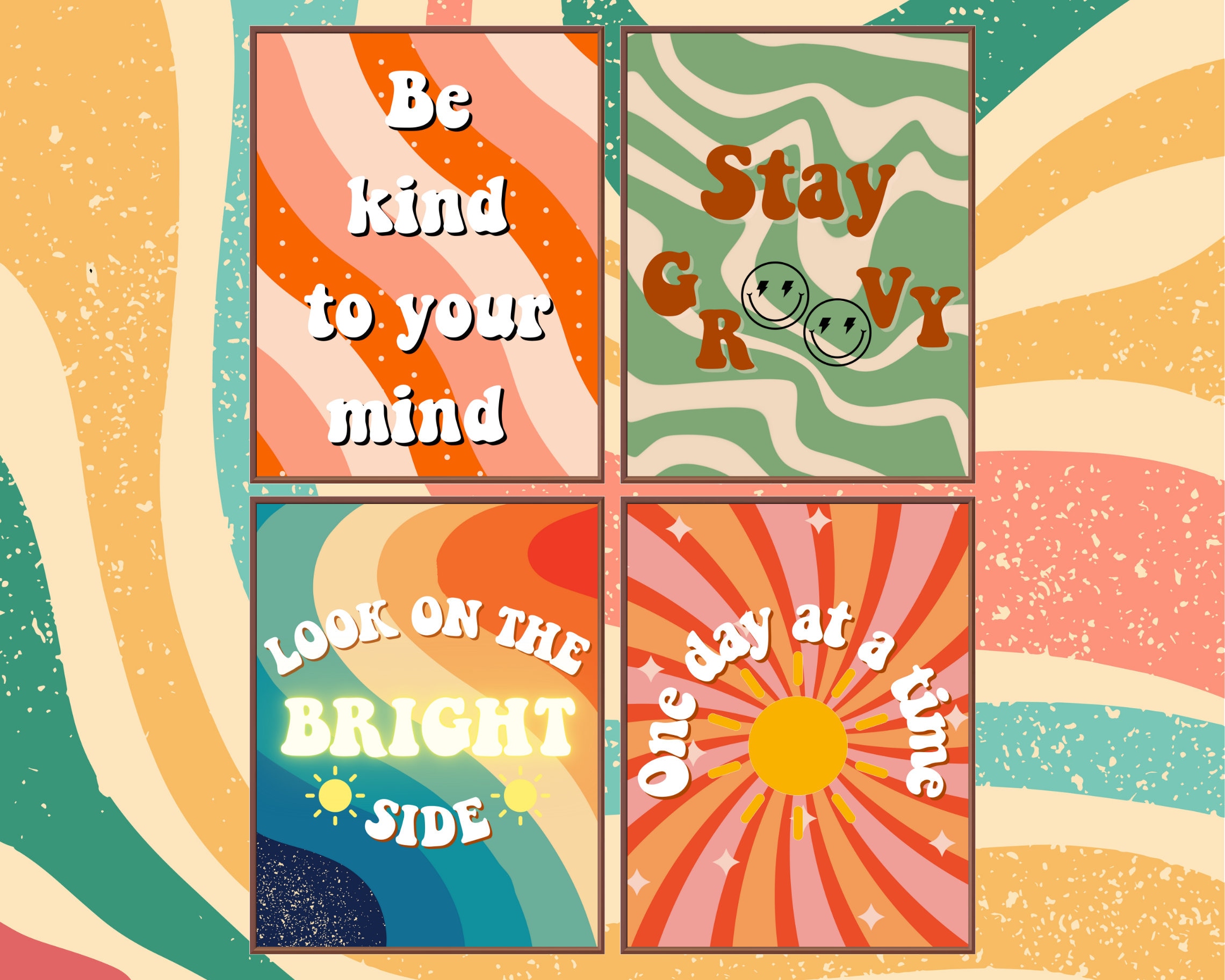 Groovy Inspirational Class (set of 8) Printable Posters, Digital ...