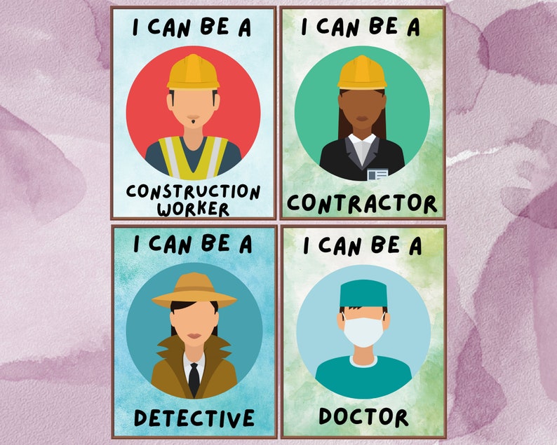 Watercolor Occupation Icon (set of 28 Printable Posters), Inspirational ...