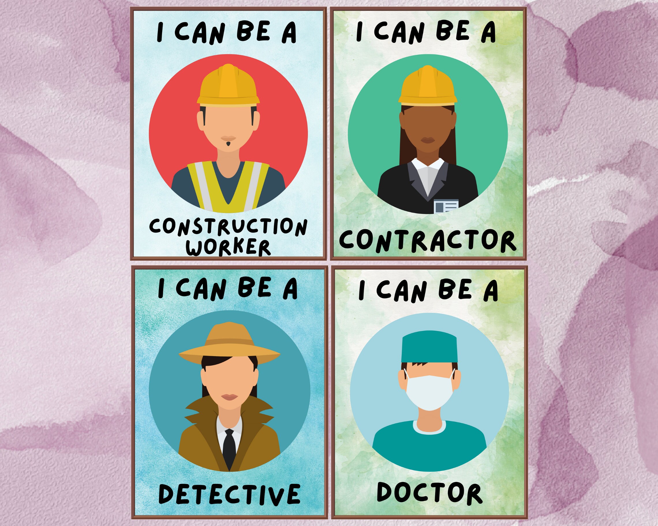 Watercolor Occupation Icon (set of 28 Printable Posters), Inspirational ...