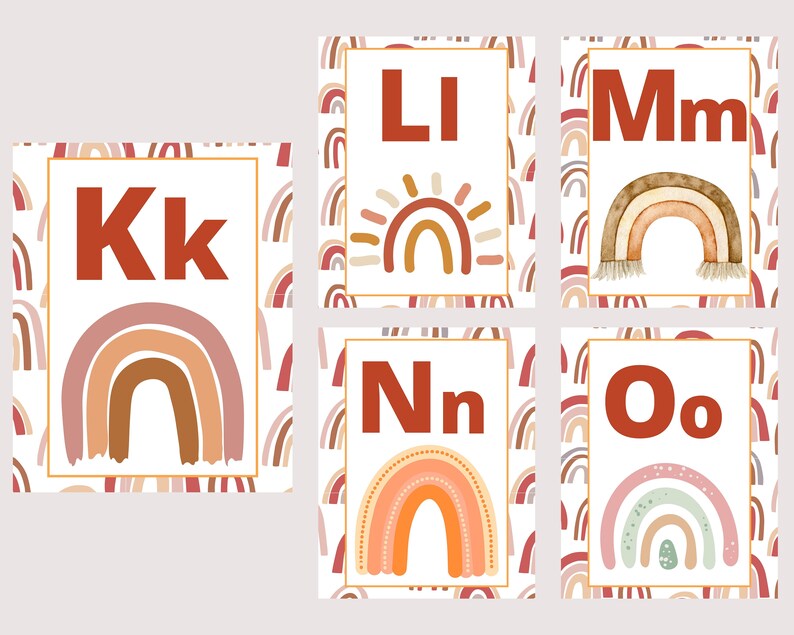 Boho Rainbow Alphabet Posters (set of 26) Printable Posters, Digital ...