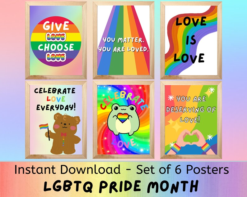 LGBTQ Pride Month set of 6 Printable Posters, Digital Downloads ...