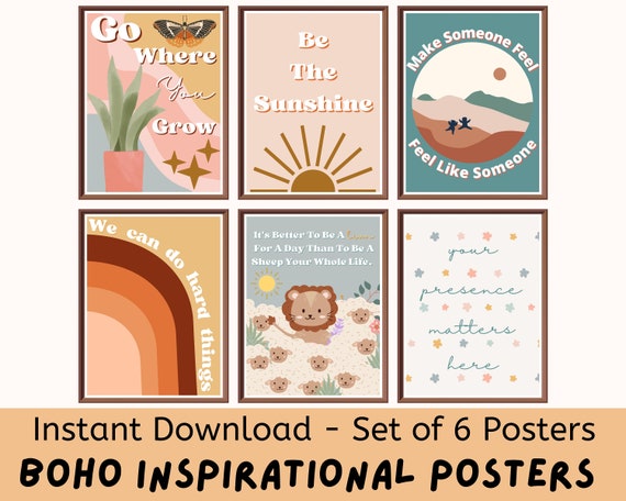 Boho Inspirational Posters set of 6 Printable Posters - Etsy