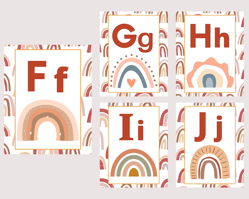 Boho Rainbow Alphabet Posters (set of 26) Printable Posters, Digital ...
